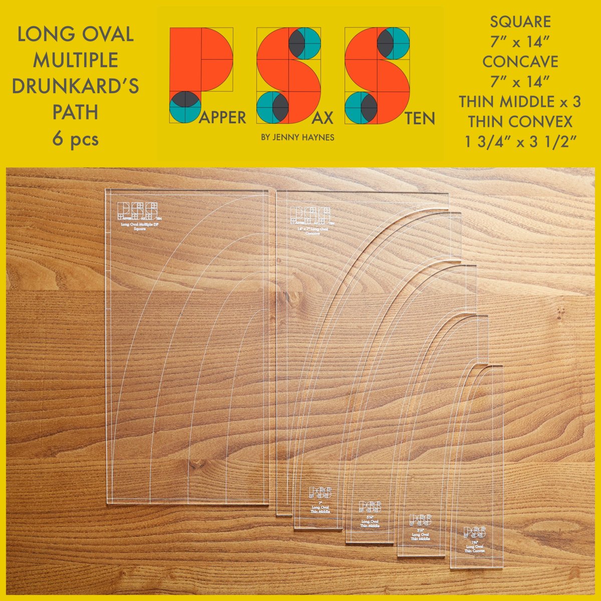 Quilt Cabin PPS Long Oval Multiple Drunkard’s Path Template, 92,00